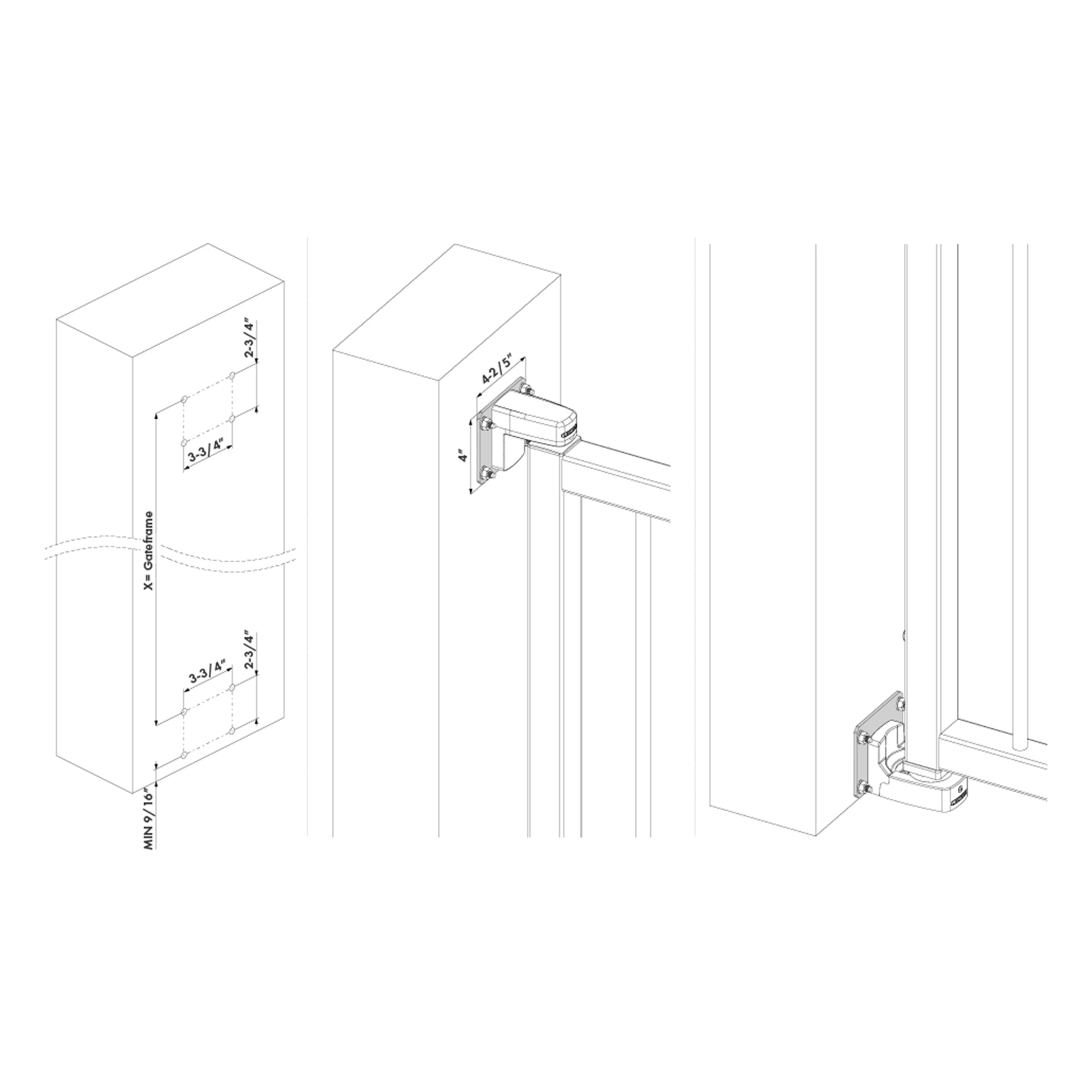 Locinox Wall Fixation Set for Interio Gate Closer (RAL9005 Black ...