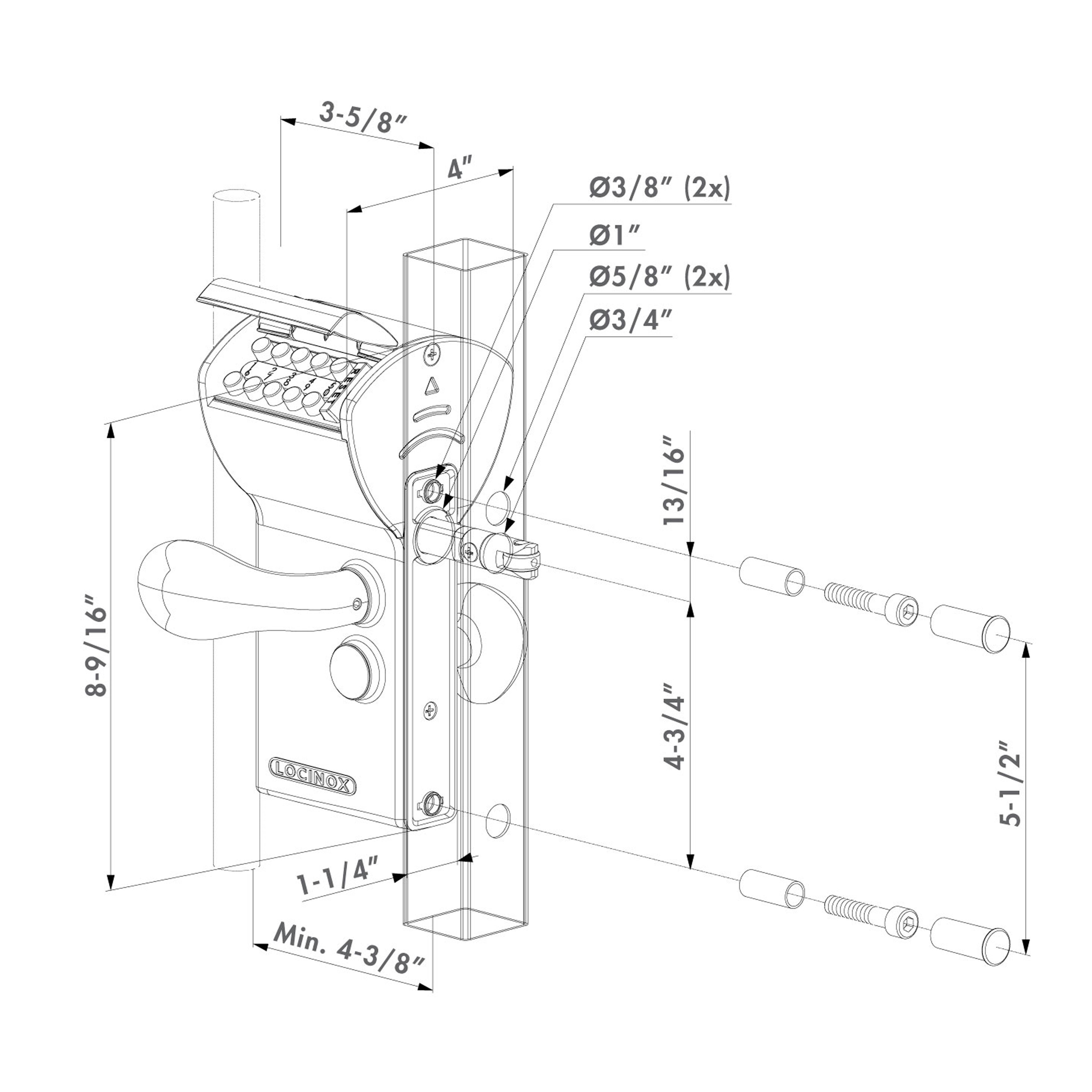 Locinox VINCI Surface-Mount Mechanical Free-Exit Code Lock for 1-1/2 ...