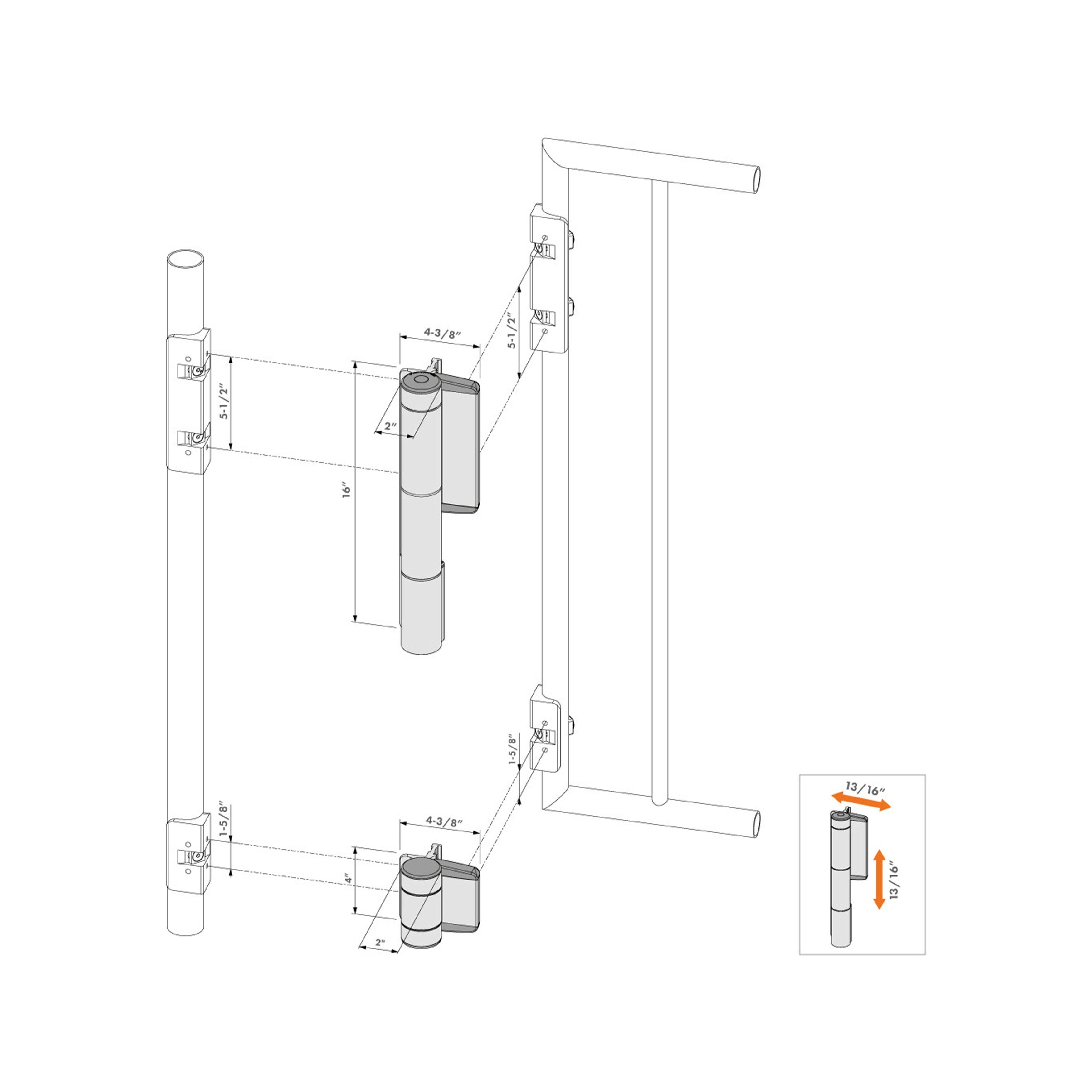 Locinox Mammoth 180° Hydraulic Gate Closer and Hinge (330lbs Capacity ...