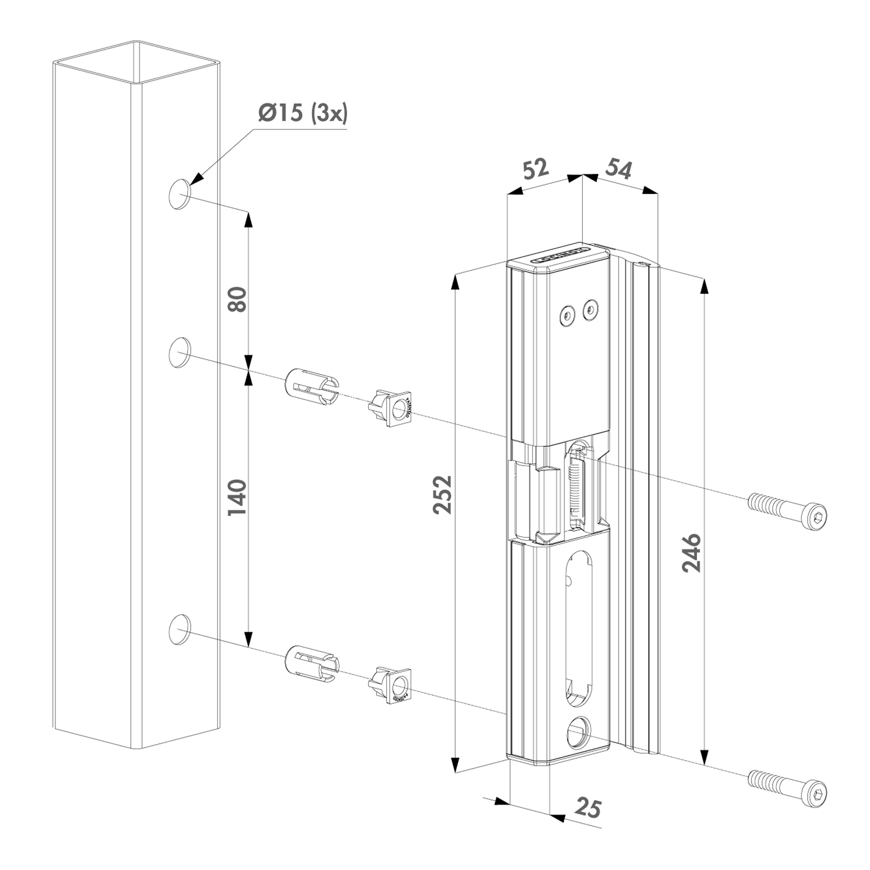 Locinox Surface-Mount Electric Strike (Ruptura Fail-Open, RAL 7016 ...