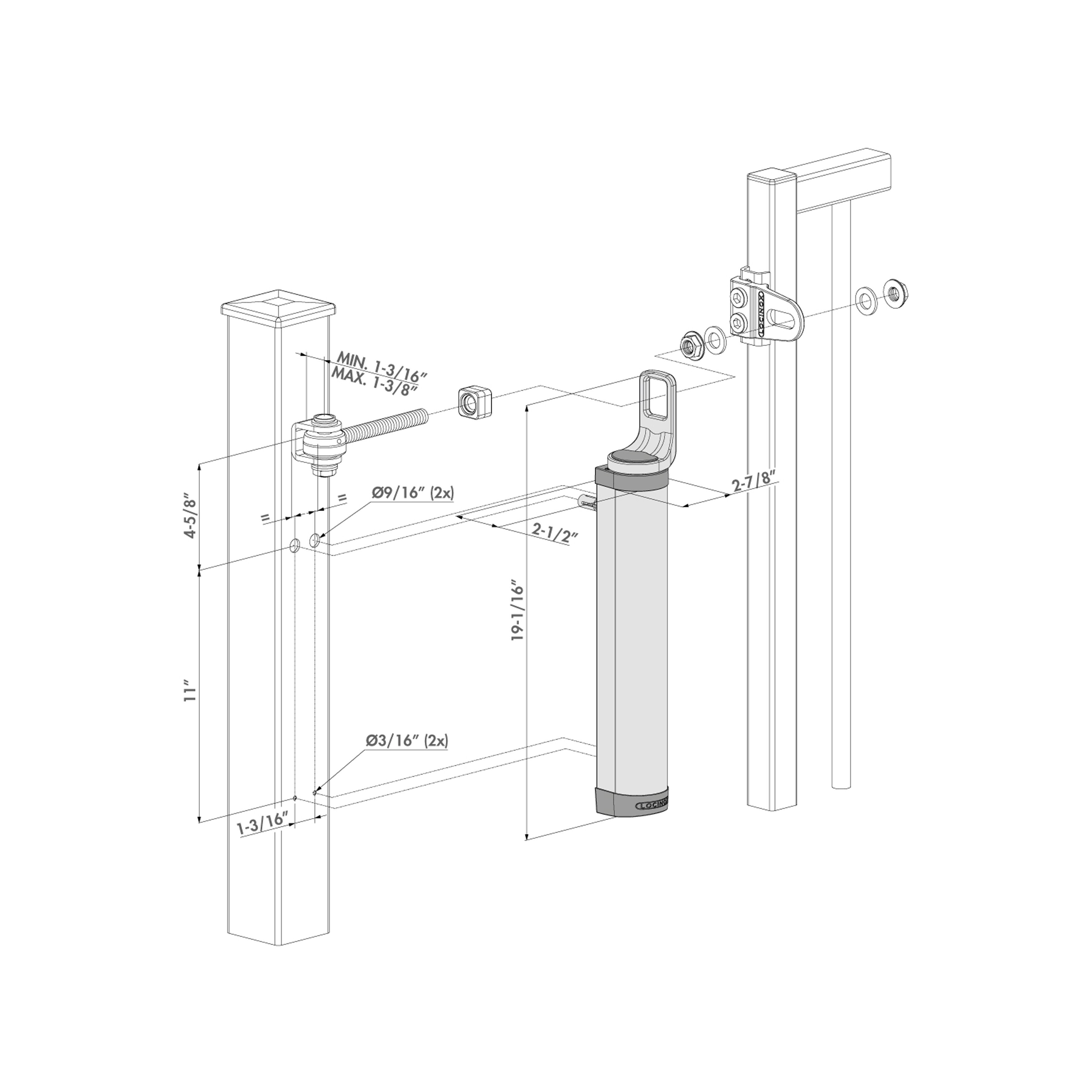 Locinox Rhino Elegant 180° Gate Closer with Direct Hinge Connection ...