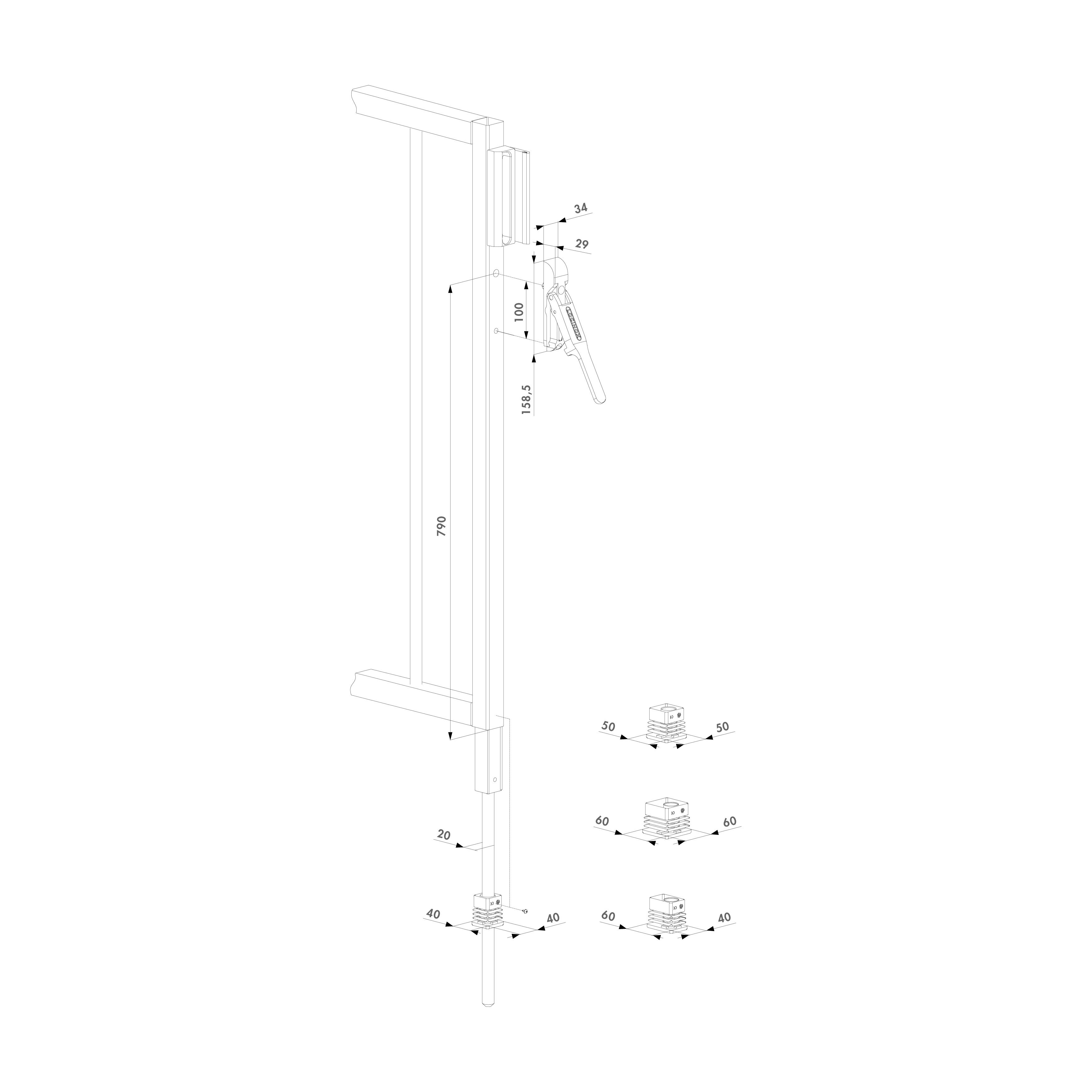 Locinox Internal Auto-Locking Drop Bolt (Silver Finish) - SUBY-SILV