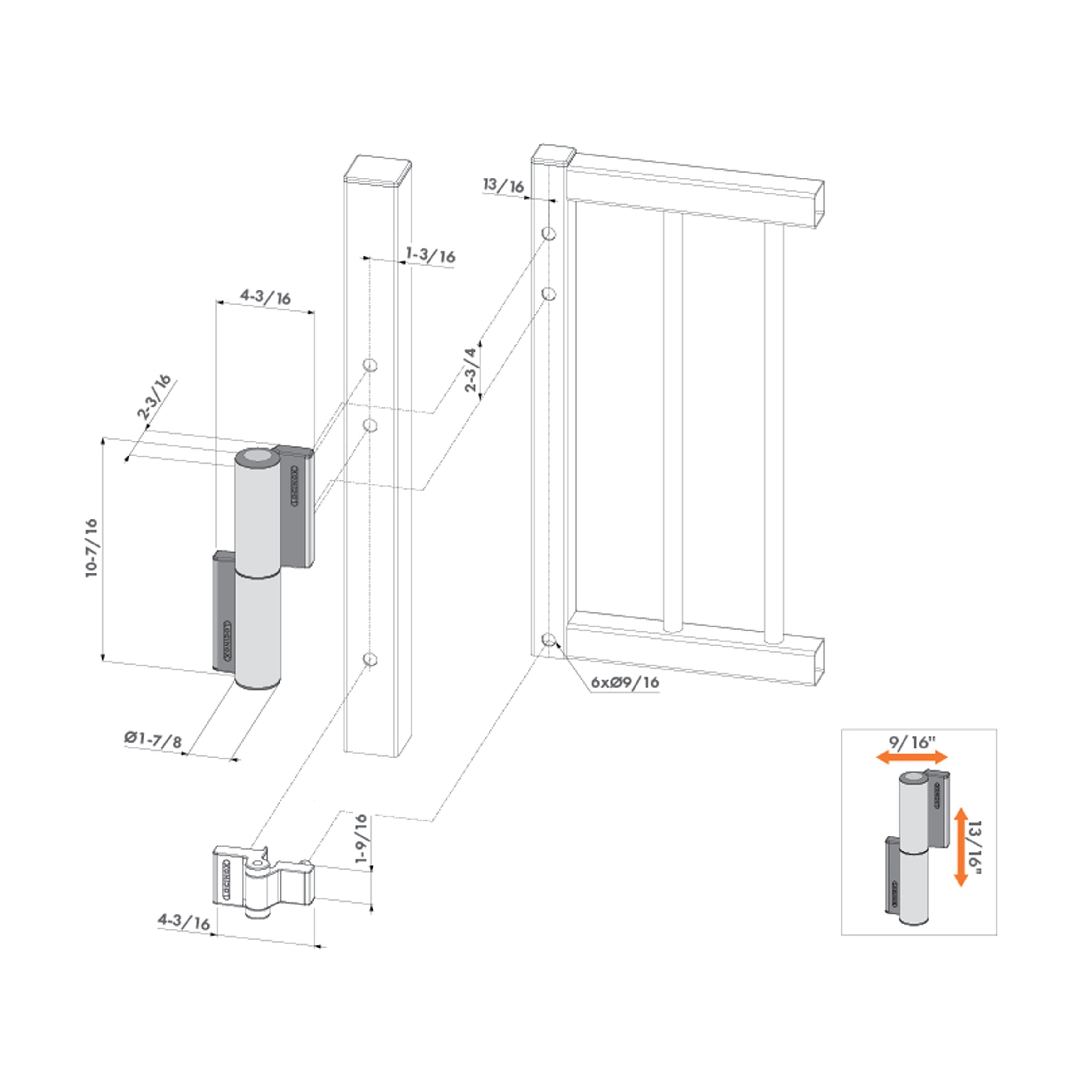 Locinox Tiger Hydraulic Gate Closer with Puma 180° Hinge (165lbs ...