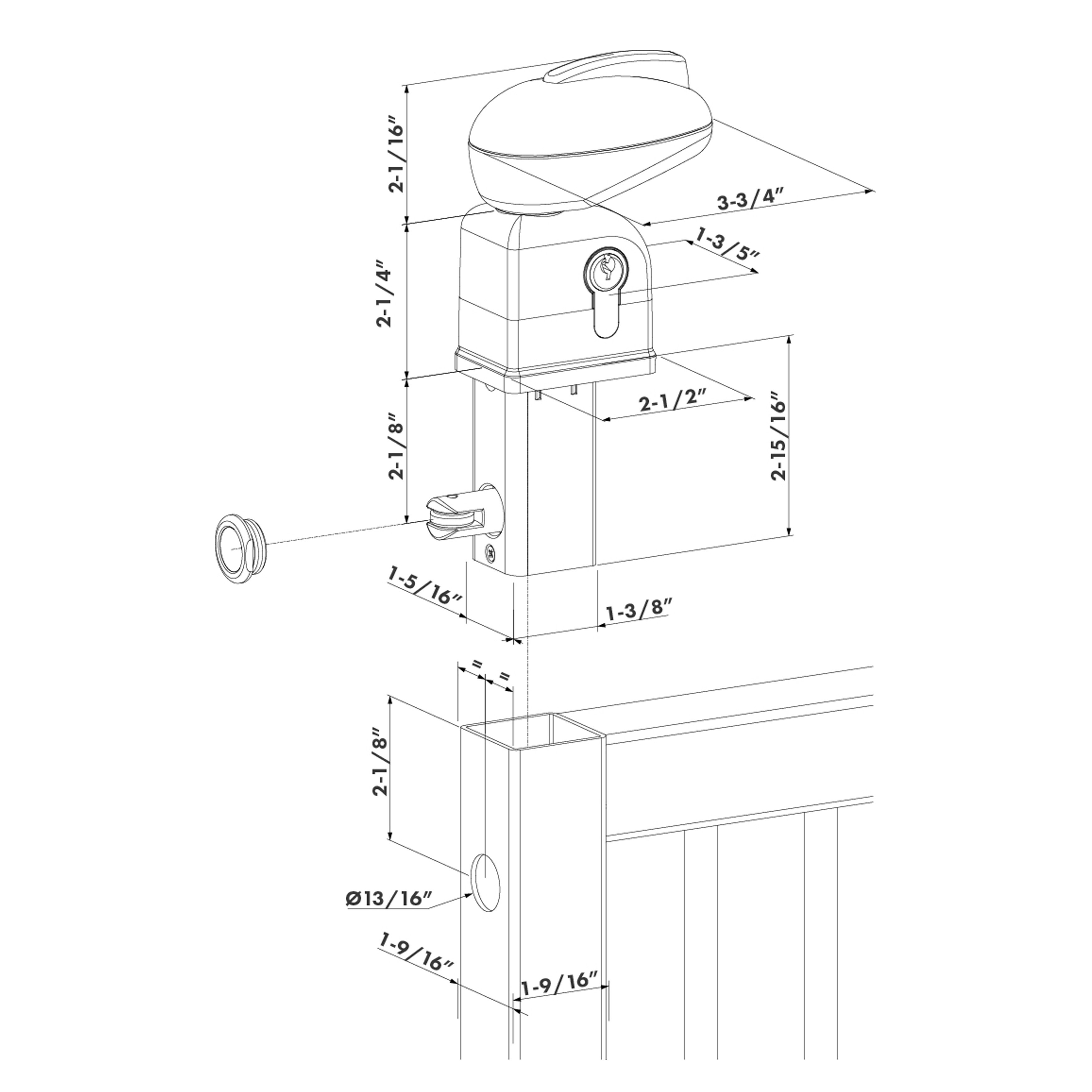 Locinox Surface-Mount Swimming Pool Gate Lock for 1-1/2" Square ...