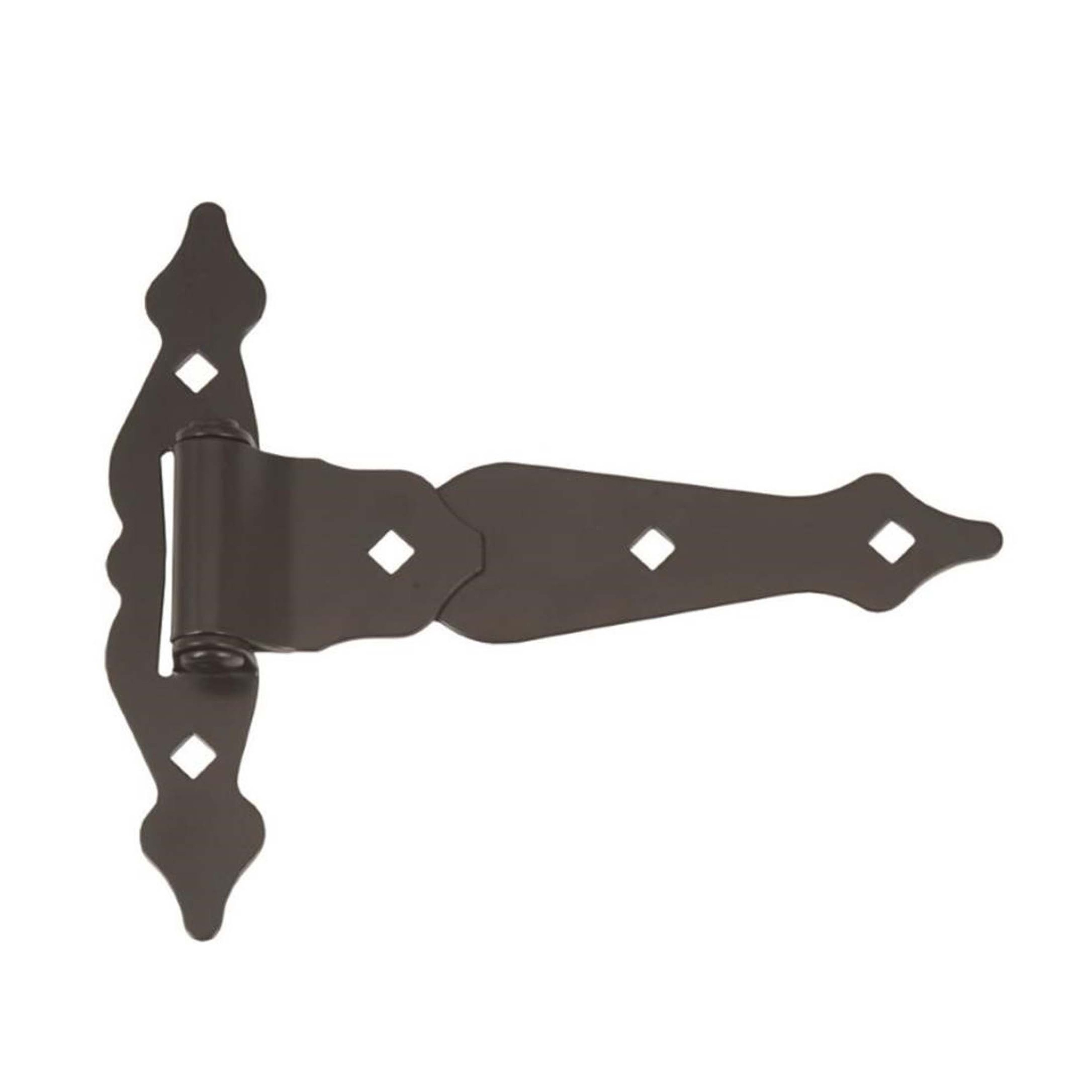 Nationwide 8" Zinc-Plated Ornamental T-Hinge Pair with Fixed Pin (Black ...